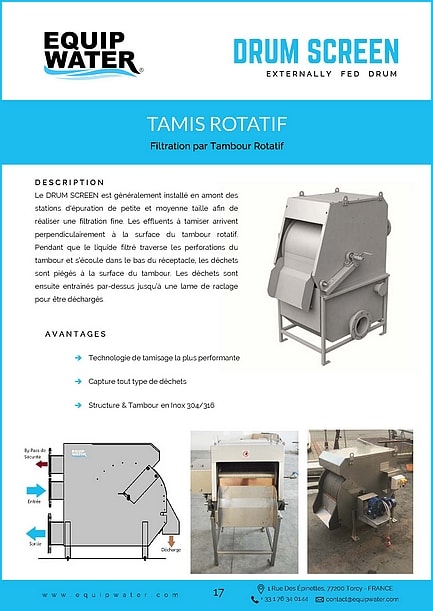 Tamis Rotatif - DRUM SCREEN - Tamisage des Eaux Usées - Equipwater