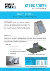 Static Screen - Energy-free filtration equipment - EQUIPWATER